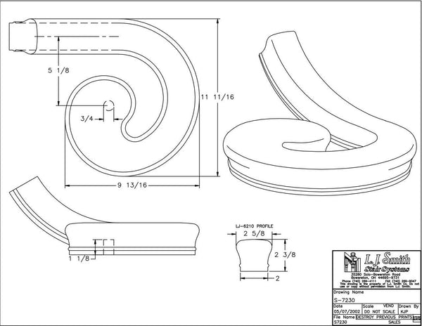 S-XX30 - Left-Hand Volute Handrail Fitting – StairPartsNow.com